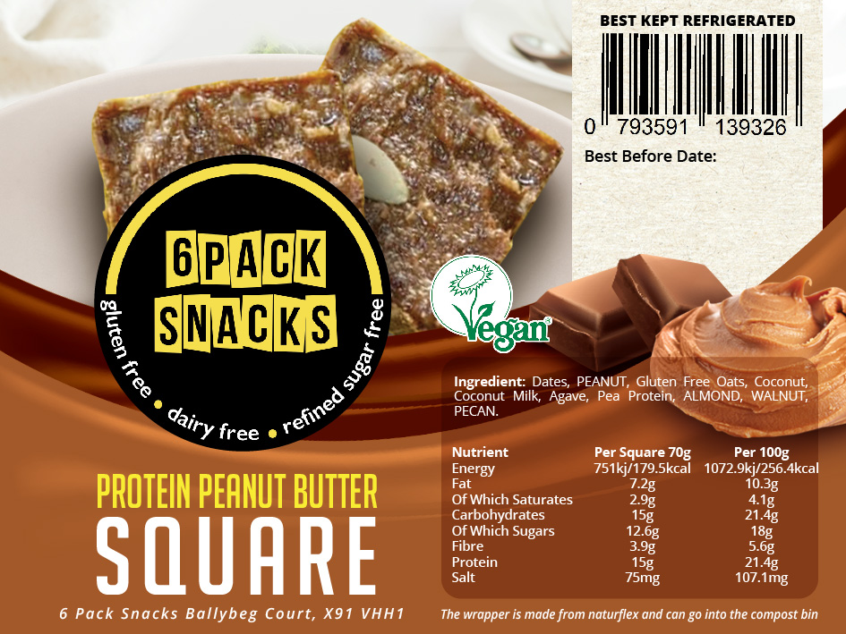 Peanut Butter Protein Square (15g Protein) - 6 Pack Snacks